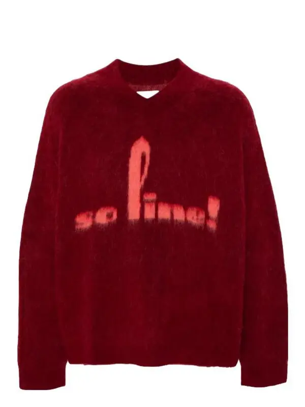 Martine Rose Brushed V-neck Sweater - Red