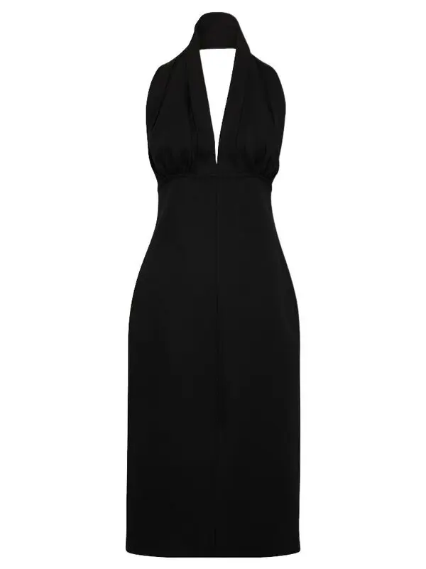Bottega Veneta Sleeveless Plunging Neck Halterneck Dress - Black