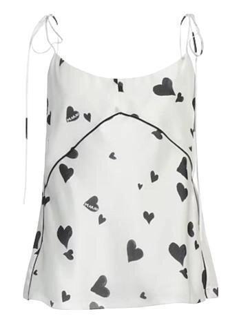 Marni Sleeveless Cami Top With Heart Print - White