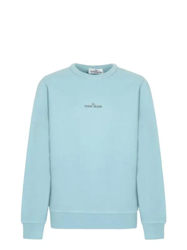 Stone Island Sweatshirt With Front And Back Print - Light Blue