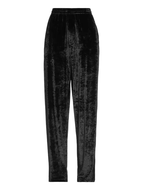 Balenciaga High-waisted Elastic Velvet Trousers - Black
