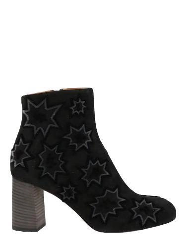 Chloé Suede Velvet Ankle Boots - Black