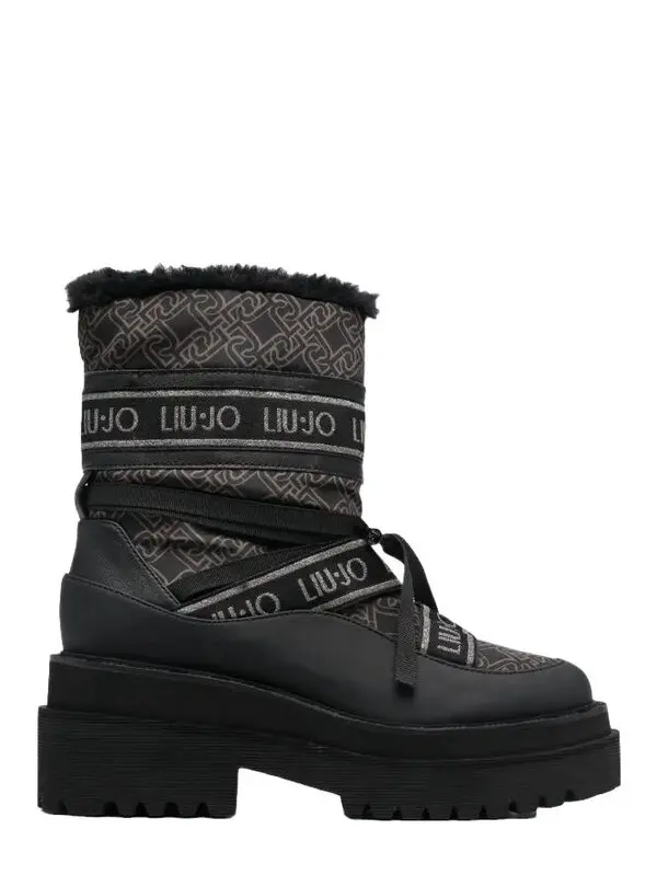 Liu Jo Monogram Print Ankle Boots - Black