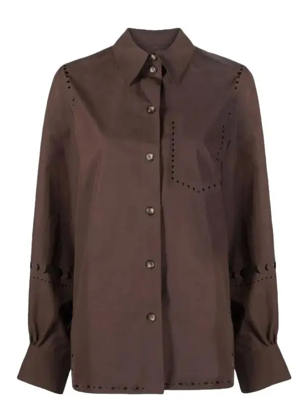 Nanushka Laser-cut Long-sleeve Shirt - Brown