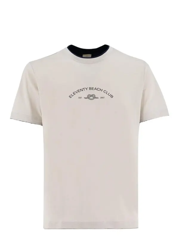 Eleventy Logo-print T-shirt - Nude