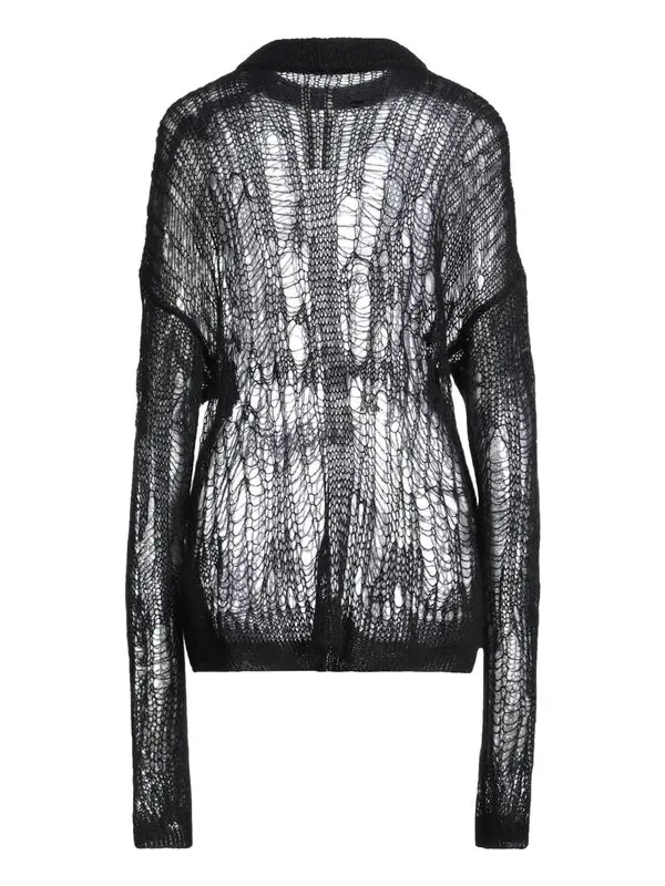 Rick Owens Open-knit Crewneck Top - Black