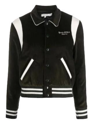SPORTY  RICH Sporty & Rich Logo Embroidered Bomber Jacket - Black