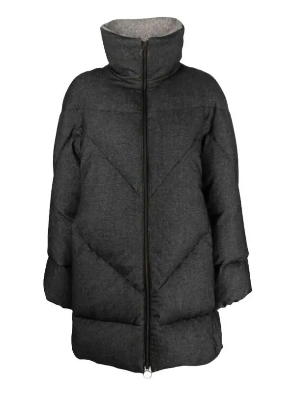 Eleventy High Neck Quilted Coat - Mixed Gray