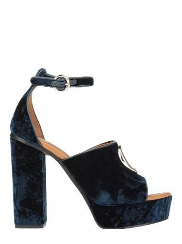 Chloé Velvet Platform Sandals With Buckle Ankle Strap - Black
