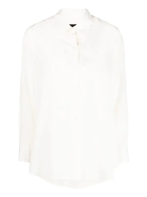 NILI LOTAN Sheer Silk Long-sleeve Shirt - Ivory