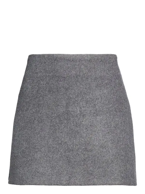 Sportmax Solid Color Wool A-line Skirt - Gray
