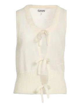 GANNI Plain Colour Cardigans - White