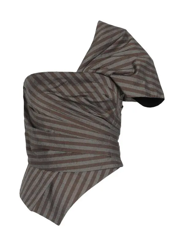 Tory Burch Striped One-shoulder Top - Black