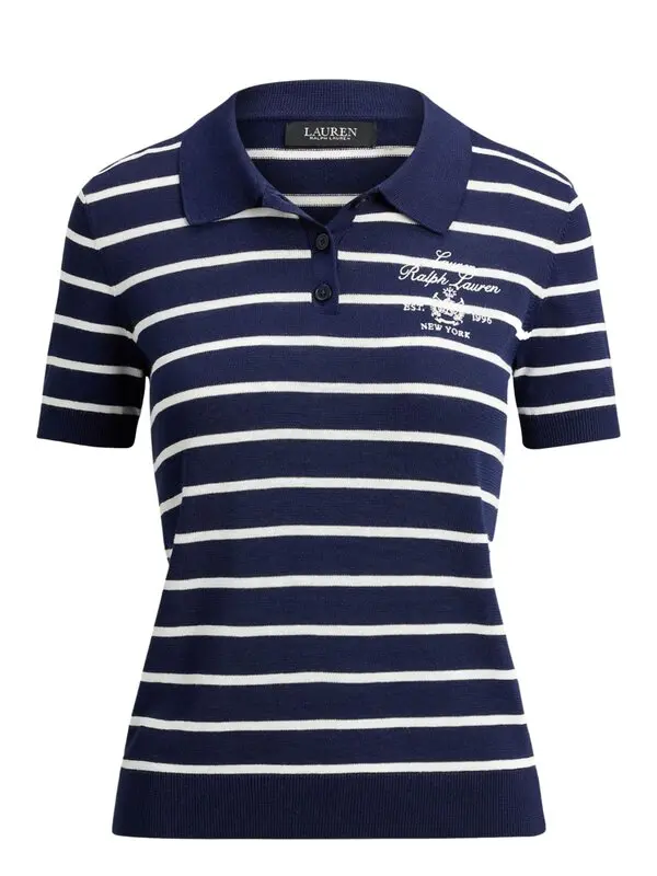 Ralph Lauren Striped Short Sleeve Polo Shirt - Blue