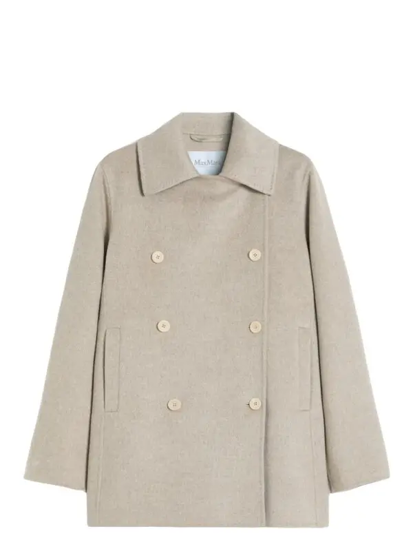 Max Mara Double-breasted Coat With Shirt Collar And Pleated Back - Sand