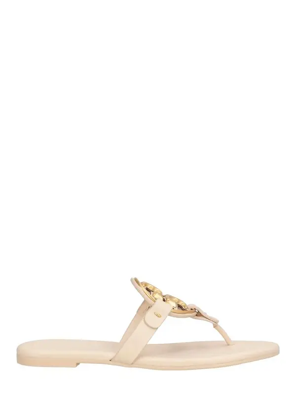 Tory Burch Thong Sandals With Embellished Logo - Nude