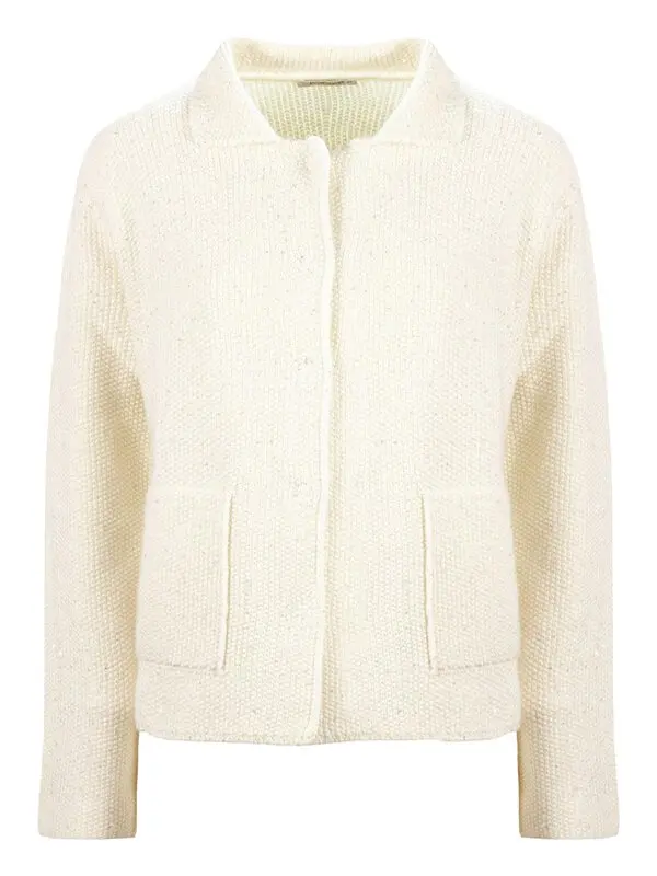 KANGRA Sequin Seed Stitch Knitwear With Pockets - White