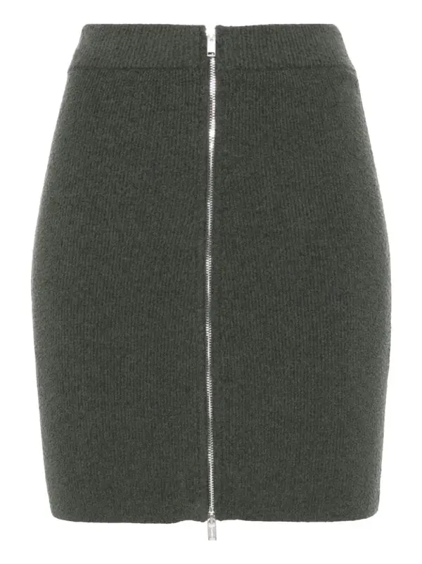 Nanushka Bouclé Zip-up Mini Skirt - Charcoal