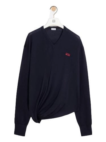 Loewe Long Sleeve Wool Sweater - Deep Navy Blue