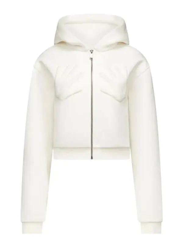 AREA Embossed Handprint Zip-up Hoodie - White
