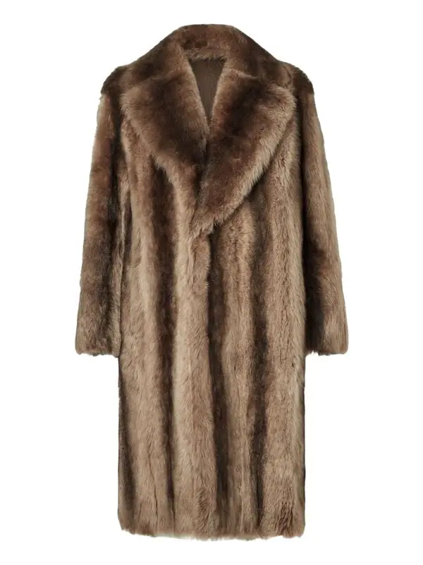 Fendi Sheepskin Fur Coat - Brown