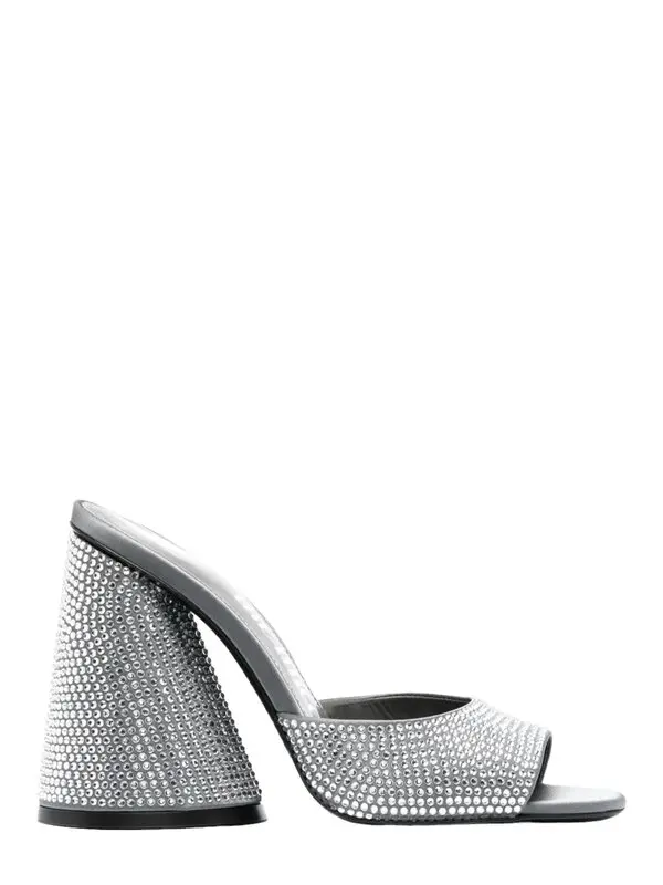 Attico Luz Crystal-embellished Mules - Gray