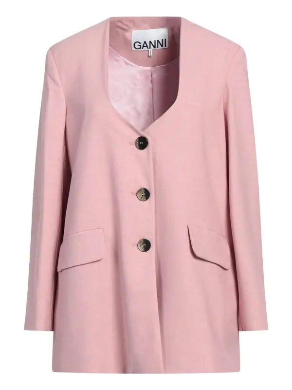 GANNI Single-breasted Blazer - Pink