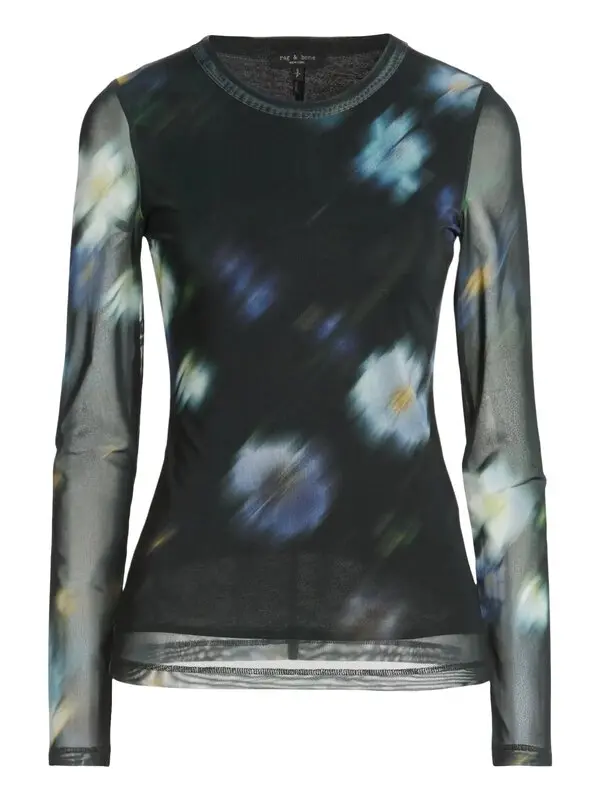 Rag & Bone Floral Print Long Sleeve T-shirt - Black