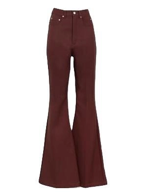 Rick Owens Solid Wool Wide Leg Pants - Red