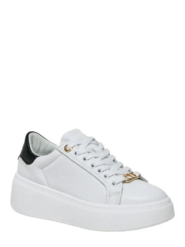 TWINSET Leather Trainers With Contrasting Heel And Platform Sole - White