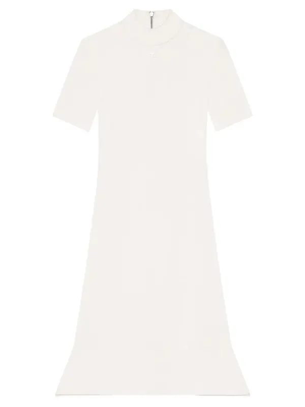 COURREGES Scuba Mini Dress With Back Zipper And Logo Detail - White