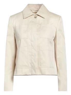 MAXCO. Classic Collar Single-breasted Twill Jacket - White
