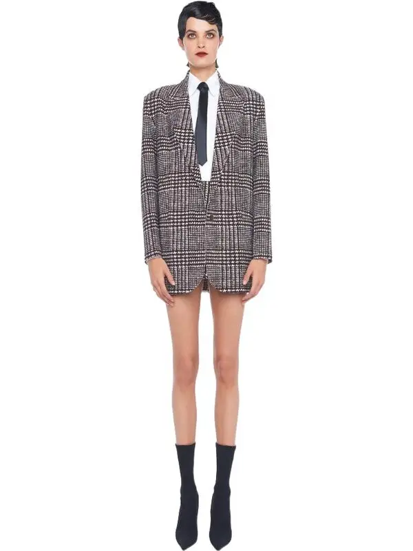 Norma Kamali Single-breasted Plaid Blazer - Black