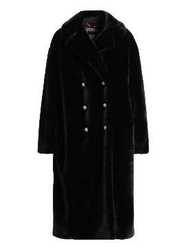 MAXCO. Max&co. Double-breasted Shearling Coat With Embellishments - Black
