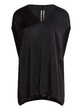 Rick Owens Short Sleeve V-neck Satin Top - Black