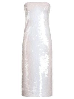 Sportmax Two-tone Strapless Sequin Dress - White