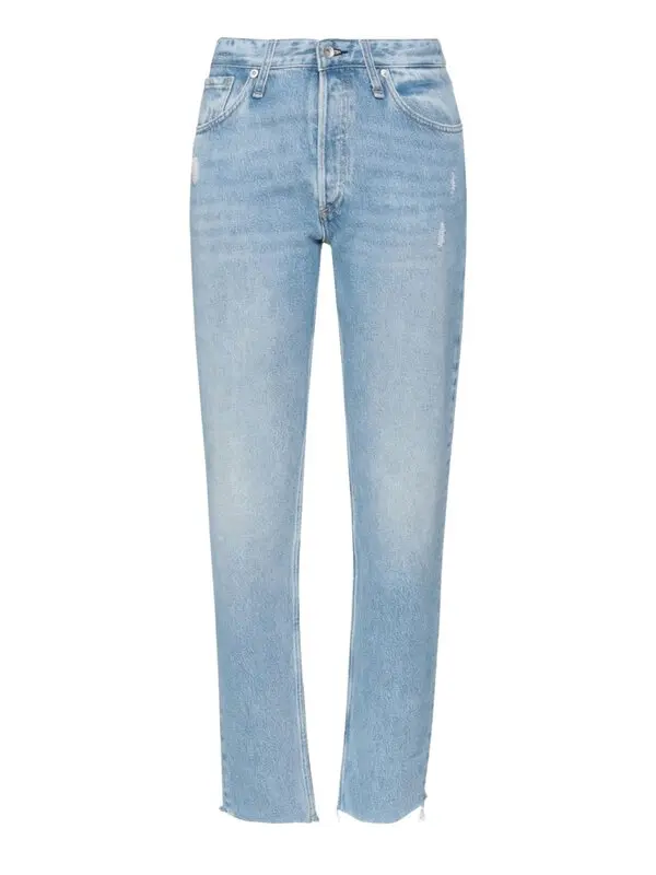 Rag & Bone Light Wash Fringed Hem Jeans - Blue