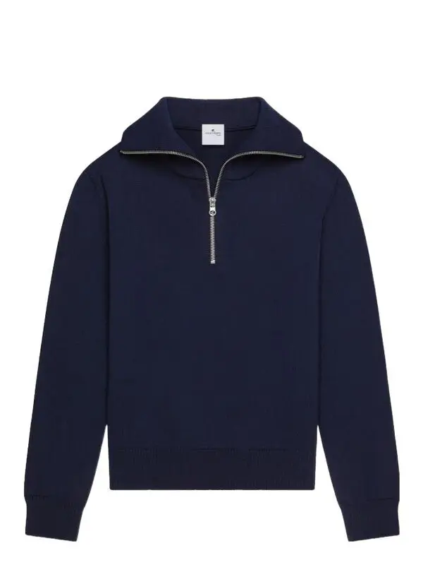 COURREGES Courrèges Trucker Sweater With Embroidered Logo - Navy Blue