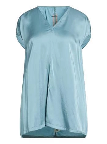 Rick Owens Short Sleeve V-neck Satin Top - Blue