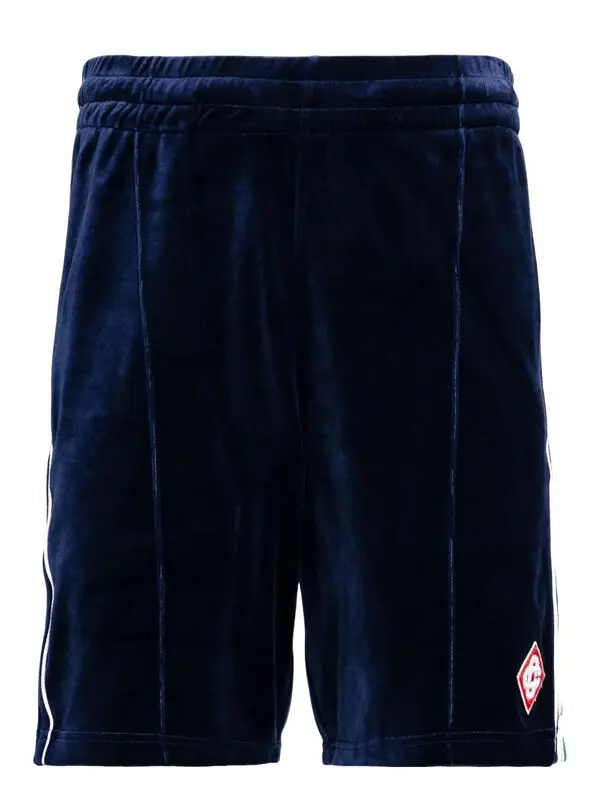 Casablanca Heart Monogram Velvet Track Shorts - Black