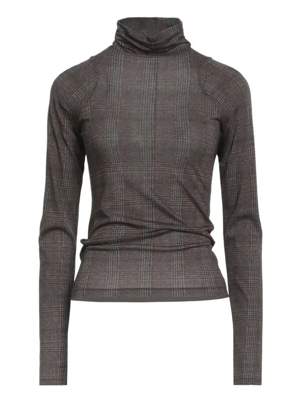 Rag & Bone Plaid Long-sleeve Turtleneck Top - Black