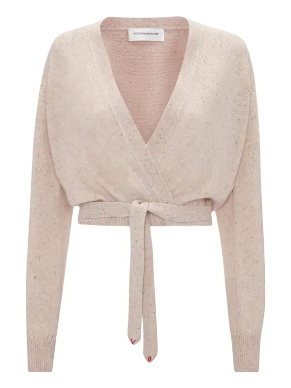 Victoria Beckham Wrap Front Cashmere Cardigan - Nude