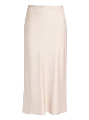 Brunello Cucinelli Satin Midi Skirt With Side Slits - White