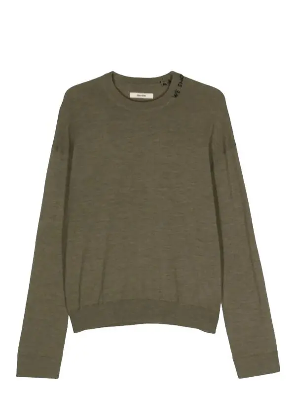 Zadig&Voltaire Slogan-embroidered Wool Jumper - Khaki