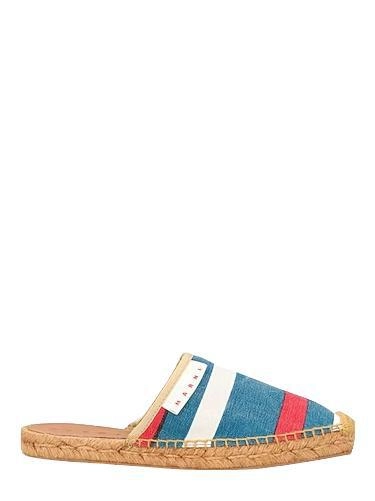 Marni Round Toe Striped Espadrille Mules - Nude