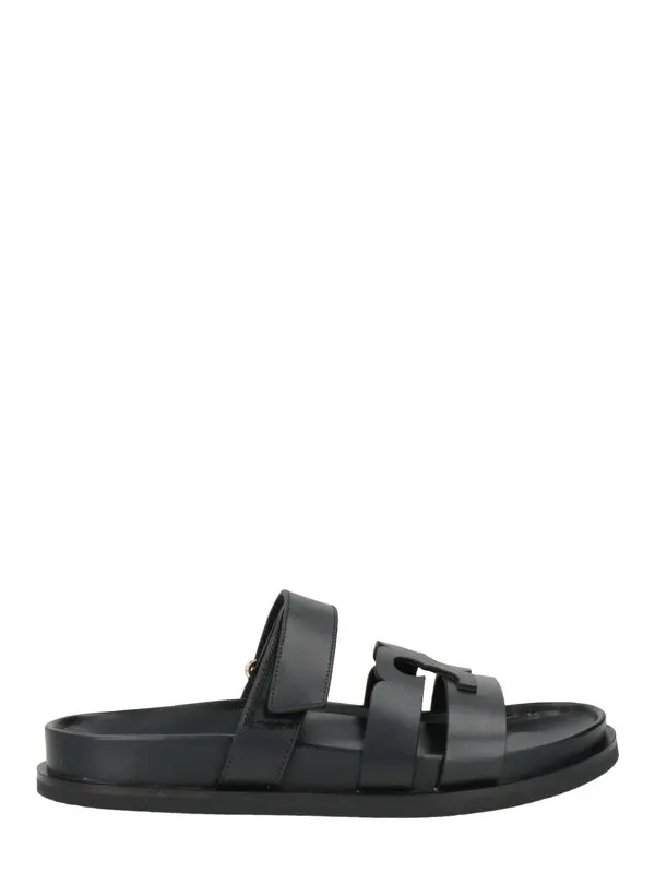 Tory Burch Leather Sandals With Velcro Fastening - Black