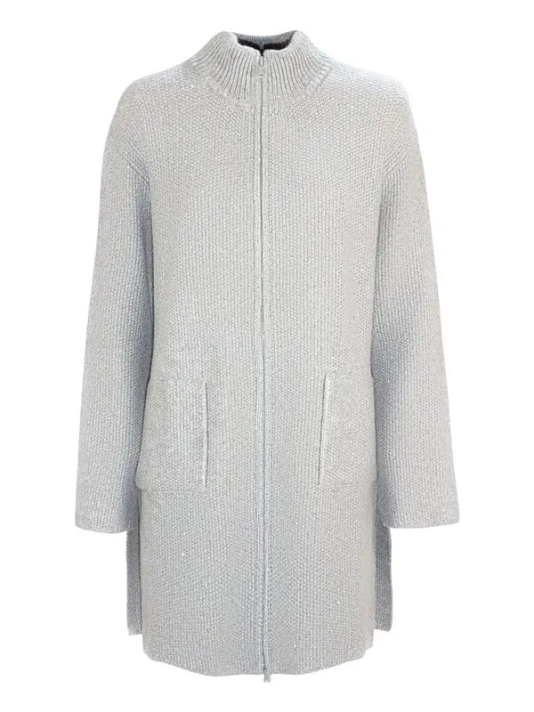 KANGRA Seed Stitch Knit Coat - Gray