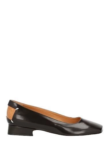 MAISON MARGIELA Glossed Leather Square-toe Ballet Flats - Black