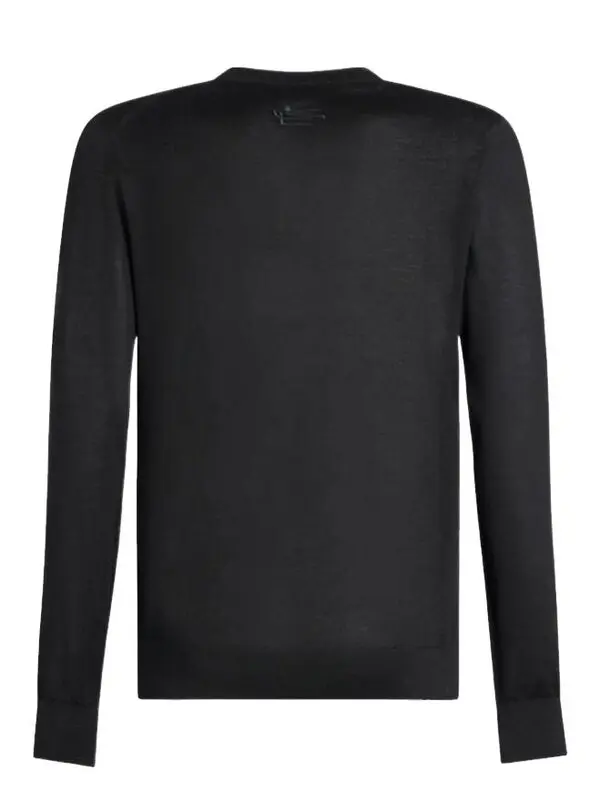 Etro Silk And Cashmere Jumper With Rear Logo Detail - Black