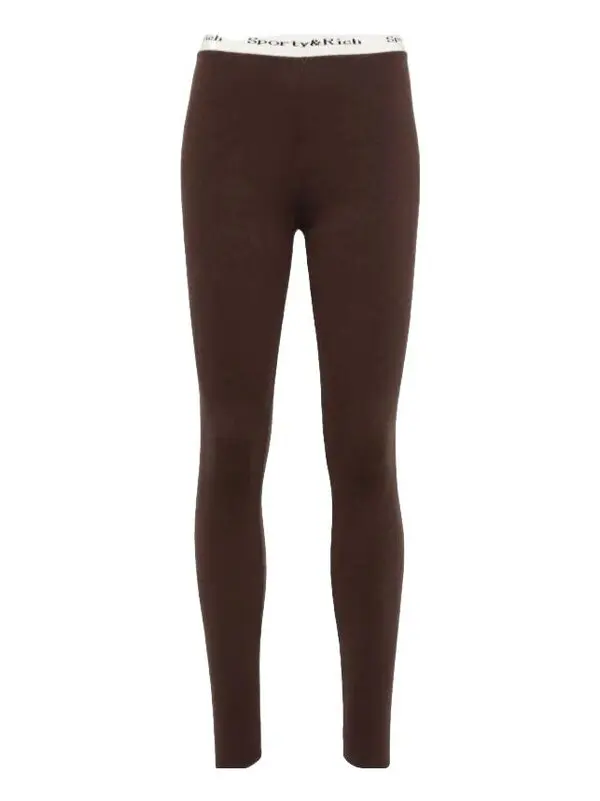 SPORTY  RICH Logo-waistband Knitted Leggings - No